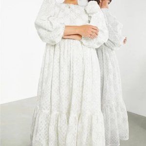 ASOS | Dresses | Nwt Asos Oversized Dress Ivory Fluffy Metallic Textured Mesh | Poshmark